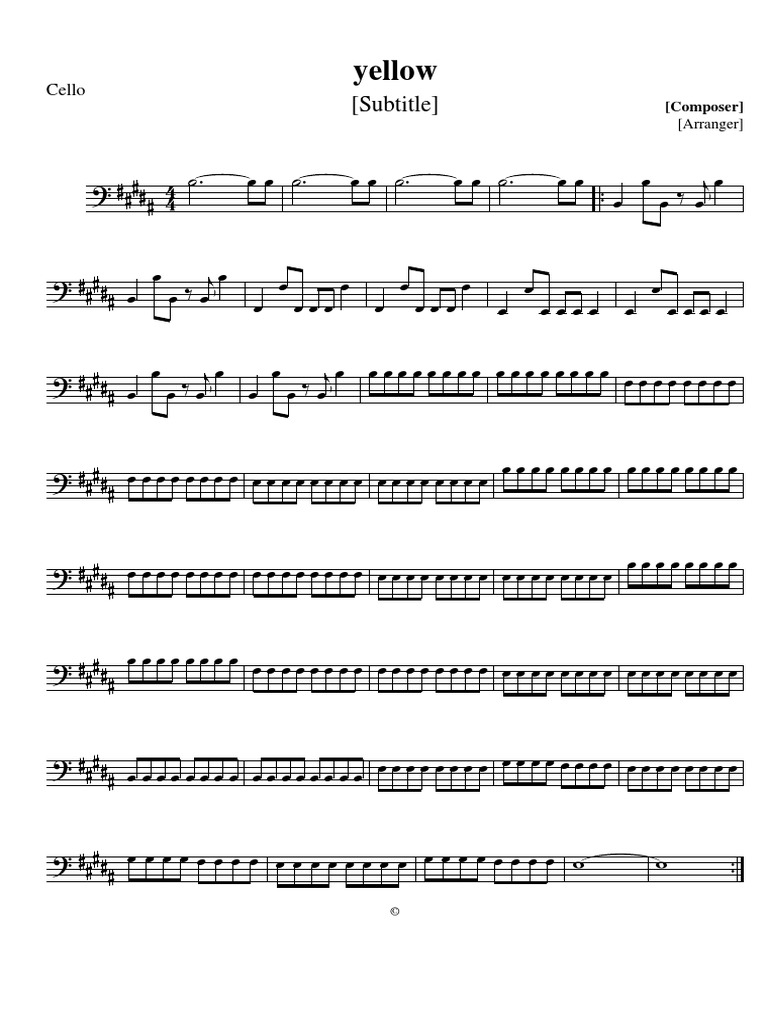 Yellow - Cello - Mus | PDF