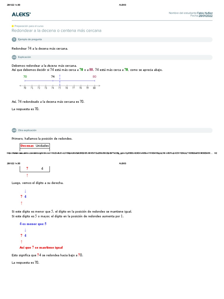 Redondear A La Decena o Centena Más Cercana | PDF