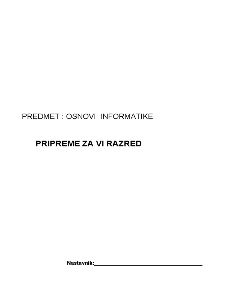 6 Razred Informatika Pripreme | PDF