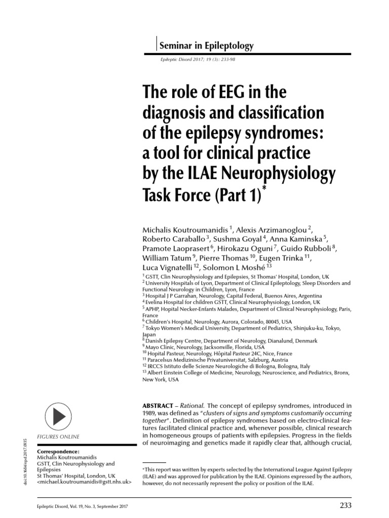 The Role of EEG in The Diagnosis and Classification of The Epilepsy ...