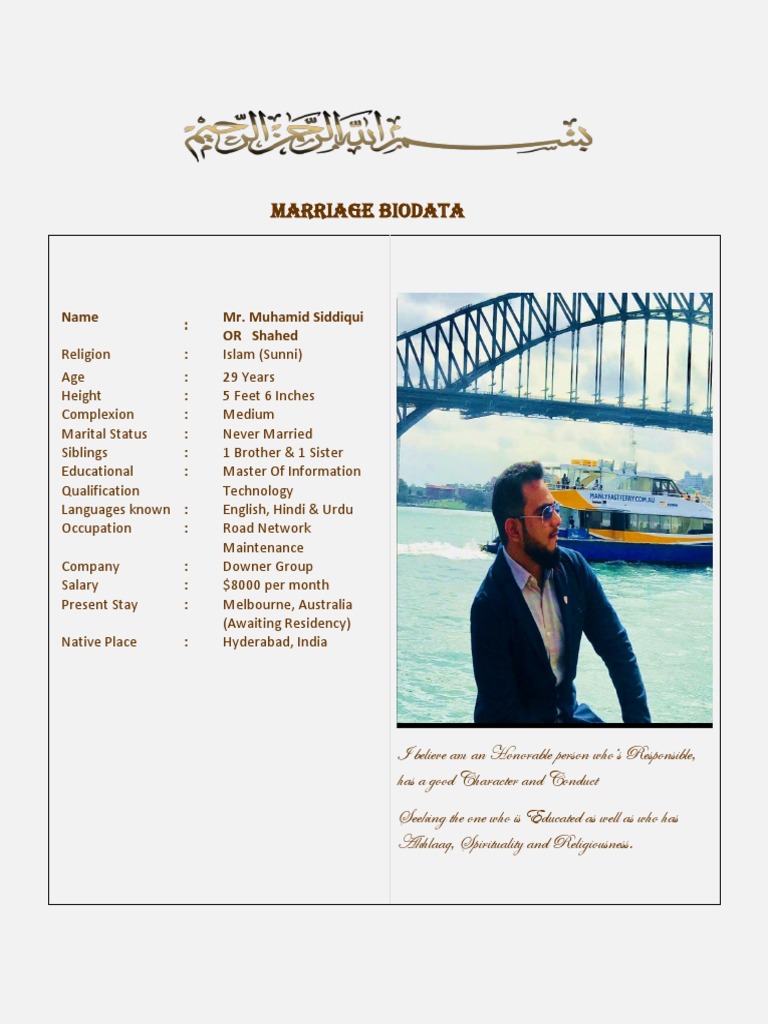 Marriage Bio Data WithPHOTO | PDF