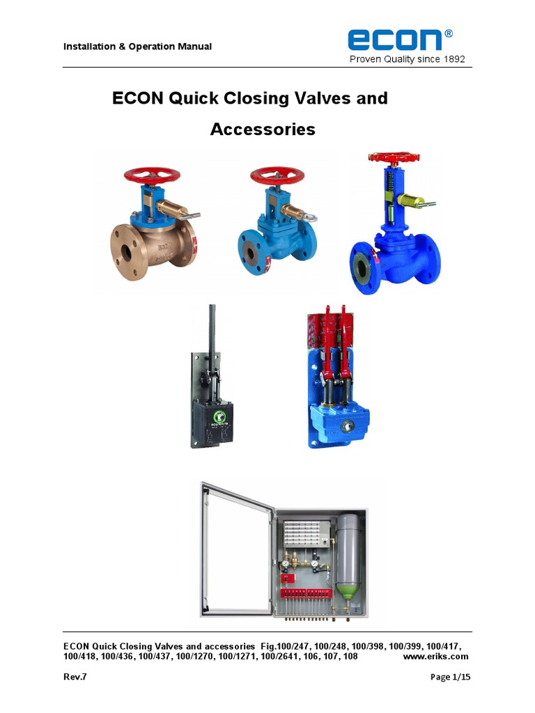ECON Quick Closing Valves and Accessories: Installation & Operation ...
