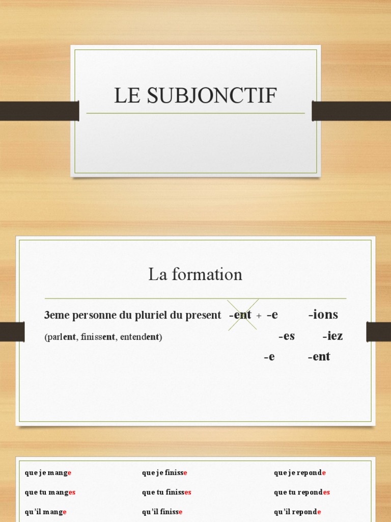 Le Subjonctif Present | PDF | Unités sémantiques | Interprétation (Philosophie)