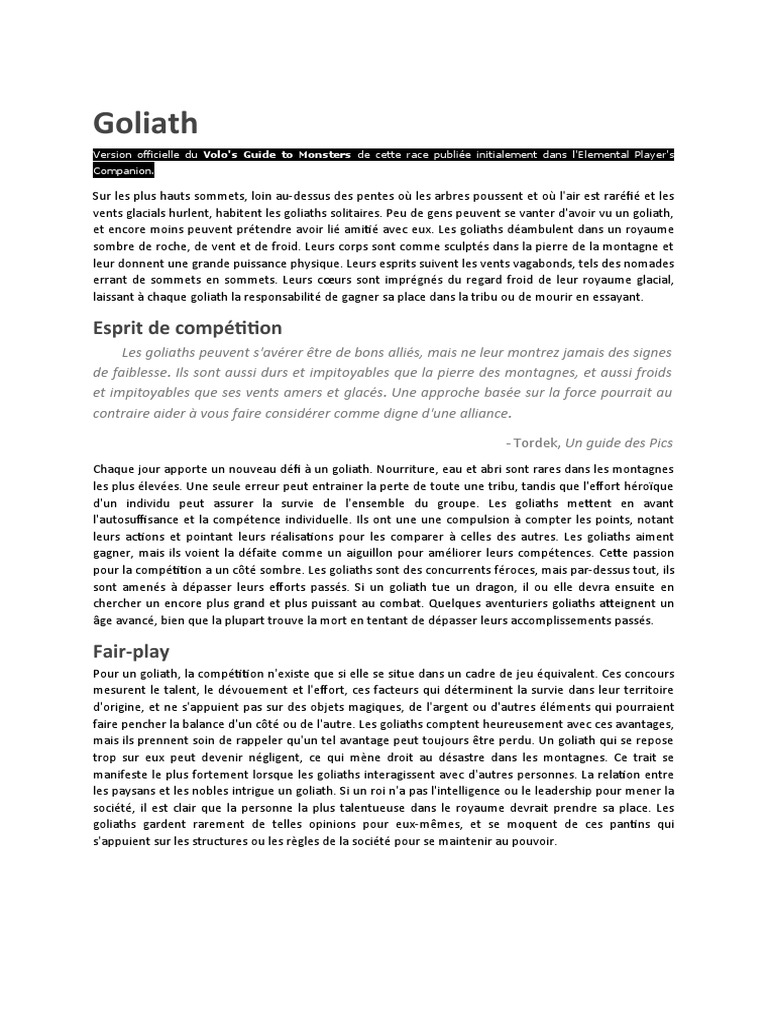 D - D5 - Race - Goliath | PDF