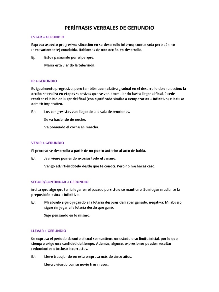 Perifrasis de Gerundio | PDF