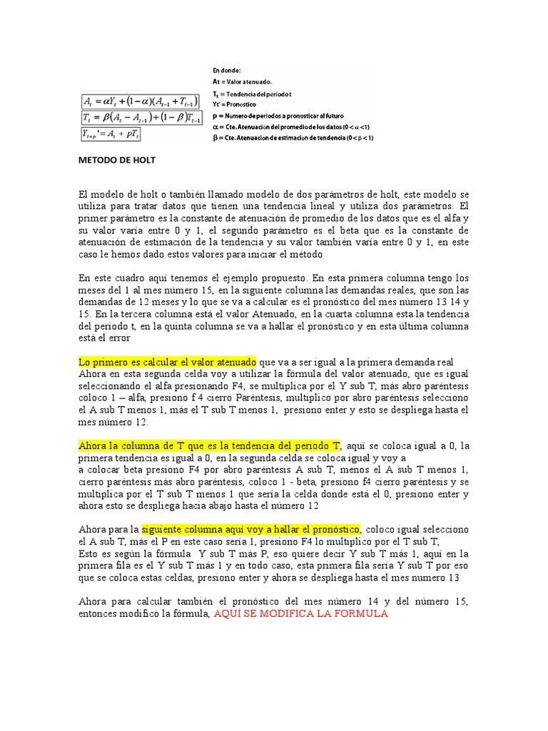 Metodo de Holt | PDF | Matemáticas Aplicadas