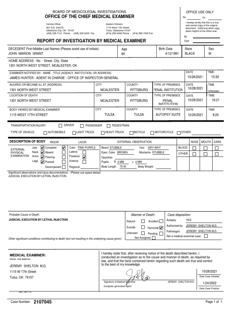Medical Examiner Investigation | PDF | Heart Valve | Coronary Circulation