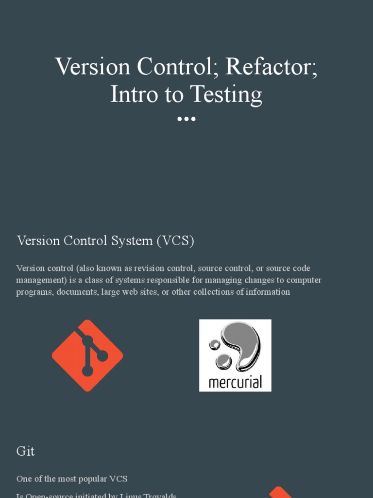 Version Control Refactor Intro To Testing | PDF