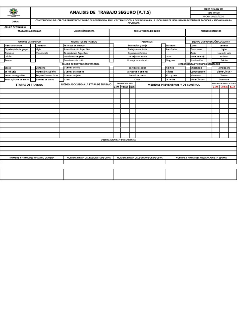 Formato Ats | PDF | Seguridad y salud ocupacional | Medicina CLINICA