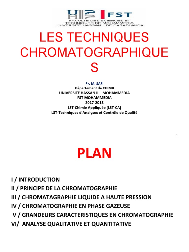 Cours LST CPG & HPLC - 2018 | PDF | Chromatographie | Chromatographie en phase liquide à haute ...
