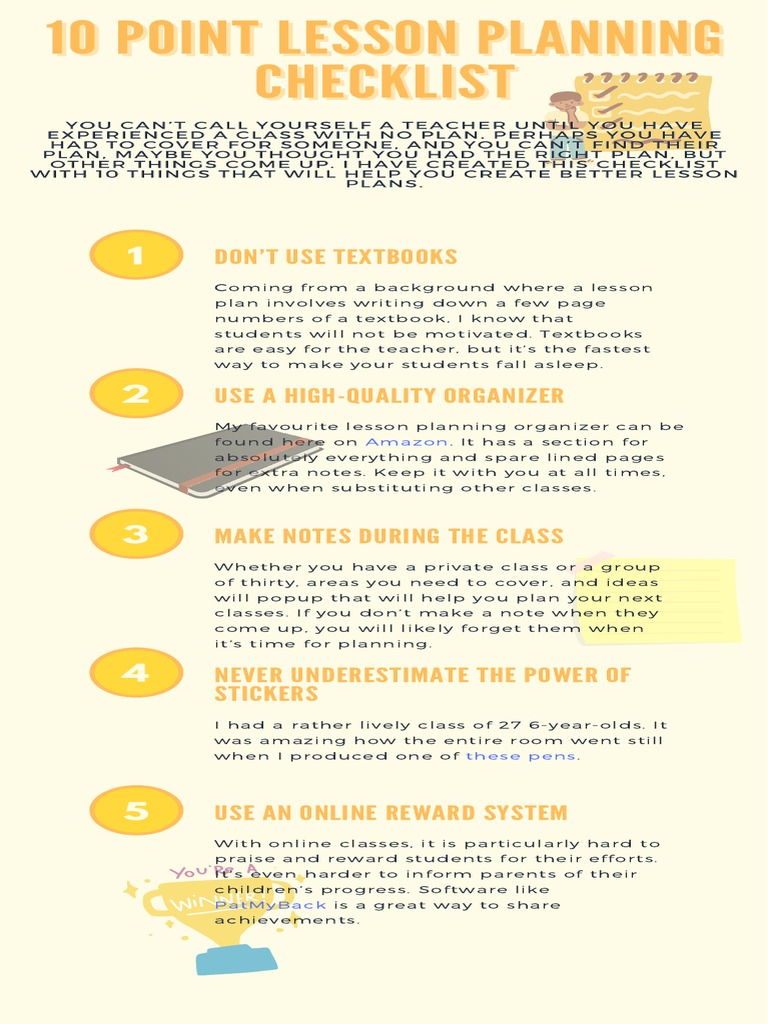 10 Point Lesson Plan Checklist | PDF | Textbook | Communication