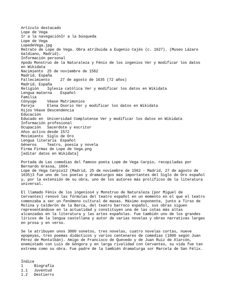 Lope de Vega | PDF | Arte