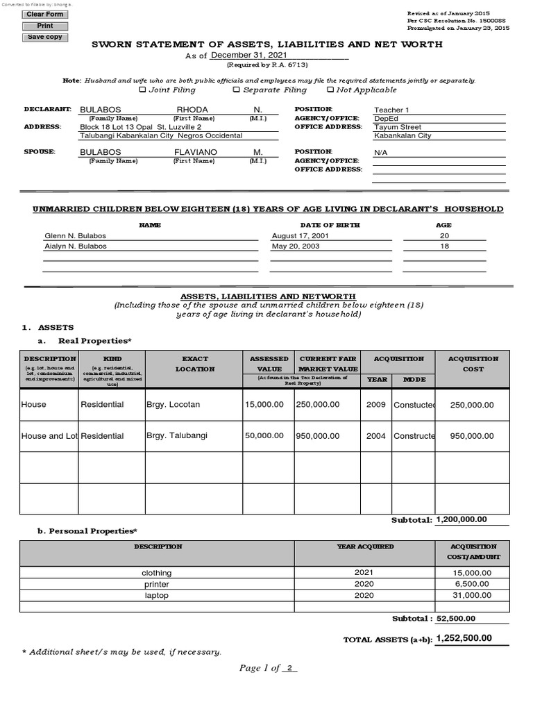 Saln Form Mine 2021 2022 Mine | PDF | Economies | Government