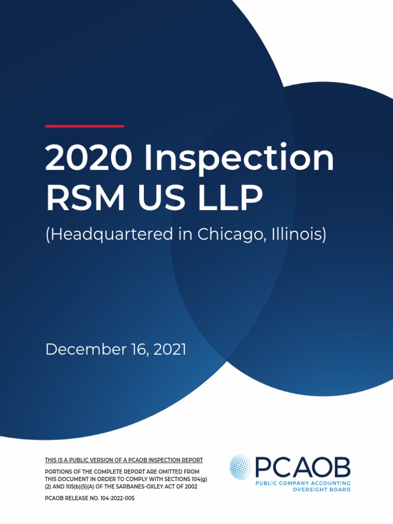 2020 Inspection RSM Us LLP: (Headquartered in Chicago, Illinois) | PDF ...