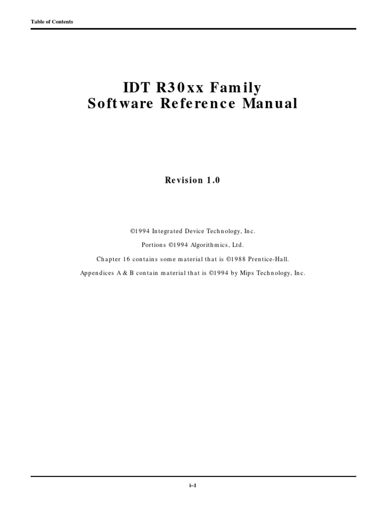 IDT R30xx Family Software Reference Manual: Revision 1.0 | PDF ...