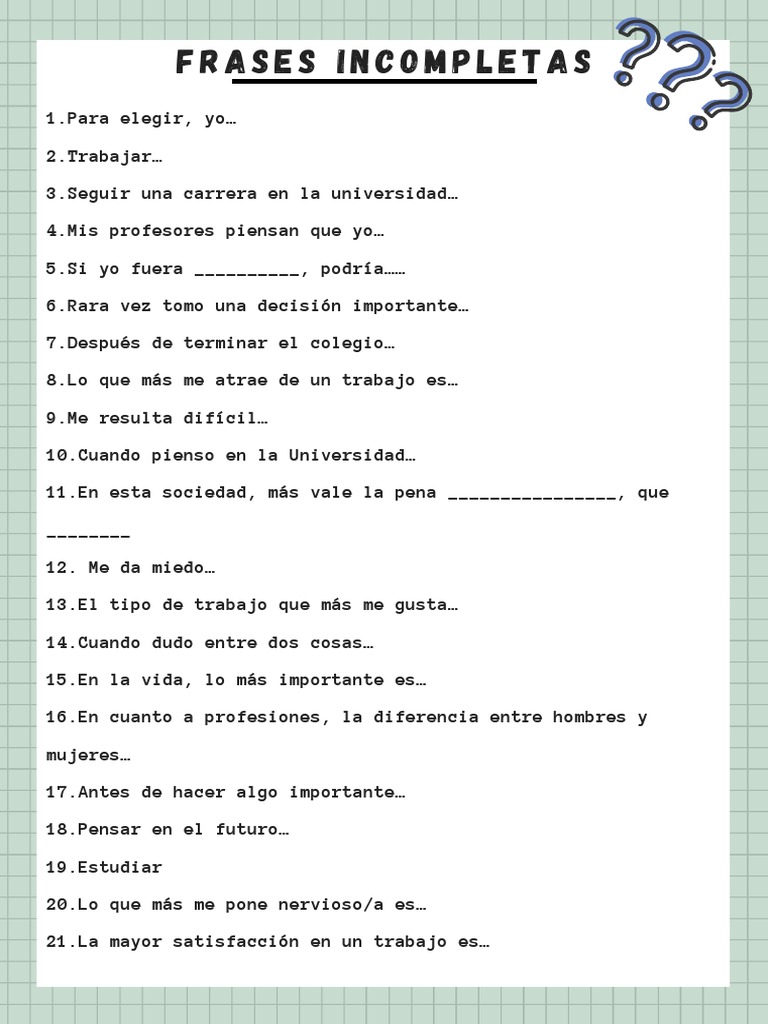 Frases Incompletas Clase 6 | PDF