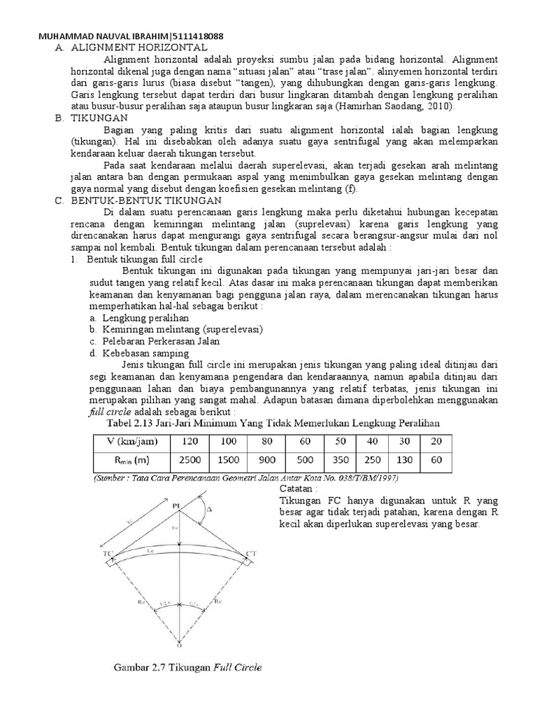 Pemahaman Alignment Horizontal Jalan | PDF