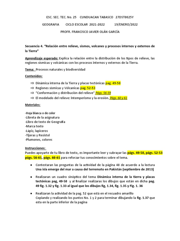 Actividad Secuencia 4 Del Libro de Geografia Relacion Entre Relieve ... Actividad Secuencia 4 Del Libro de Geografia Relacion Entre Relieve ...