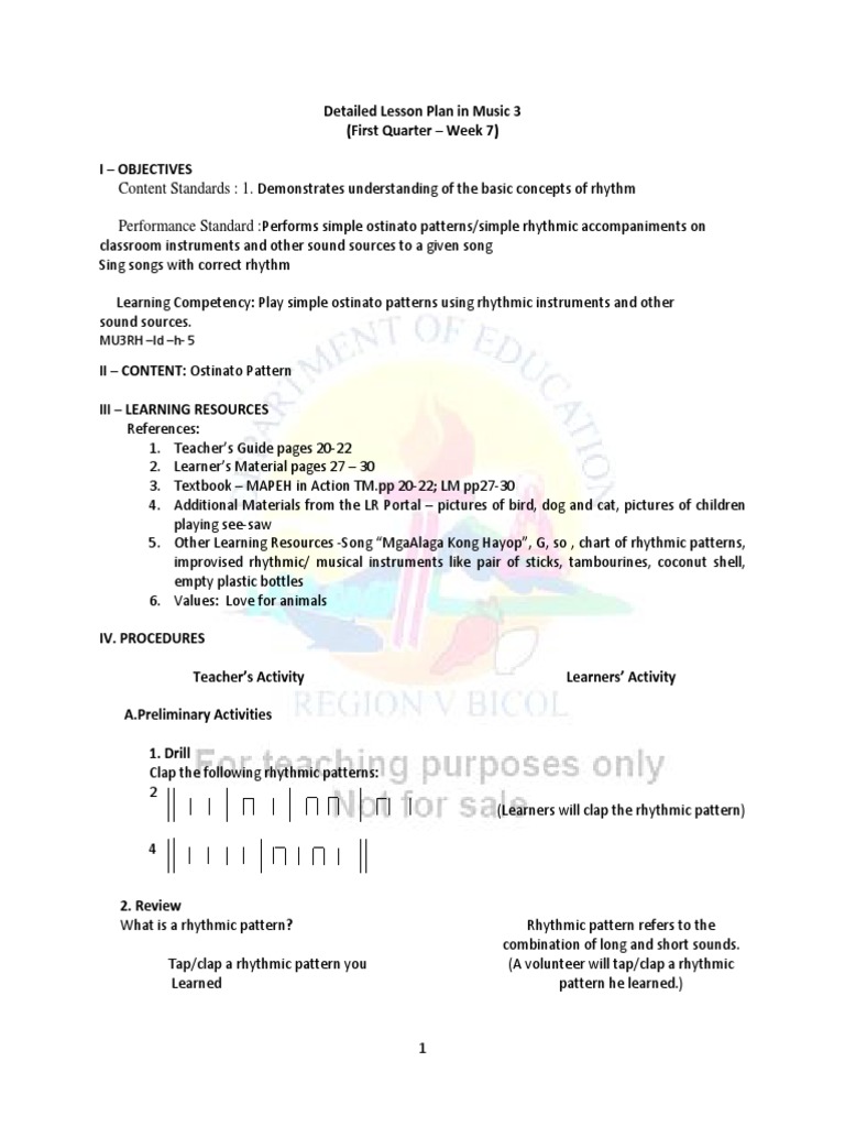 Music Grade 3 | PDF | Rhythm | Lesson Plan