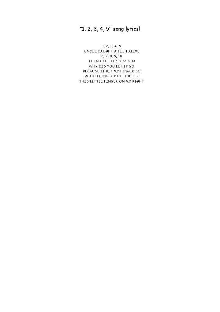 "1, 2, 3, 4, 5 Song Lyrics" | PDF | Art | Poetry