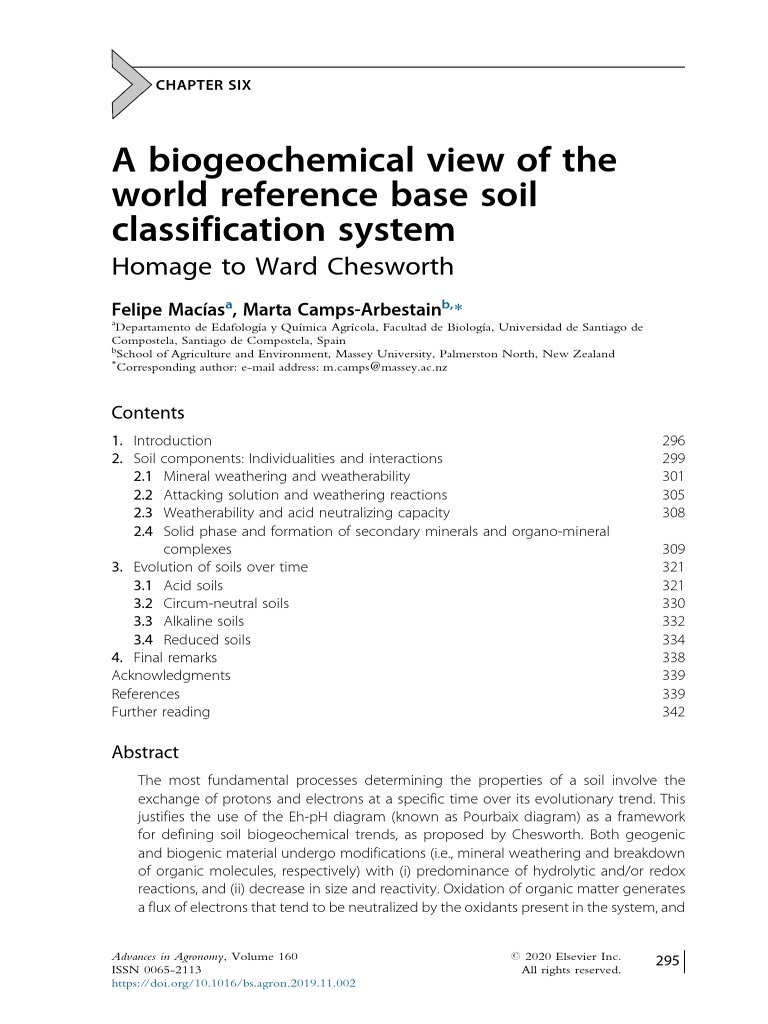 A Biogeochemical View of The World Reference Base Soil Classification ...