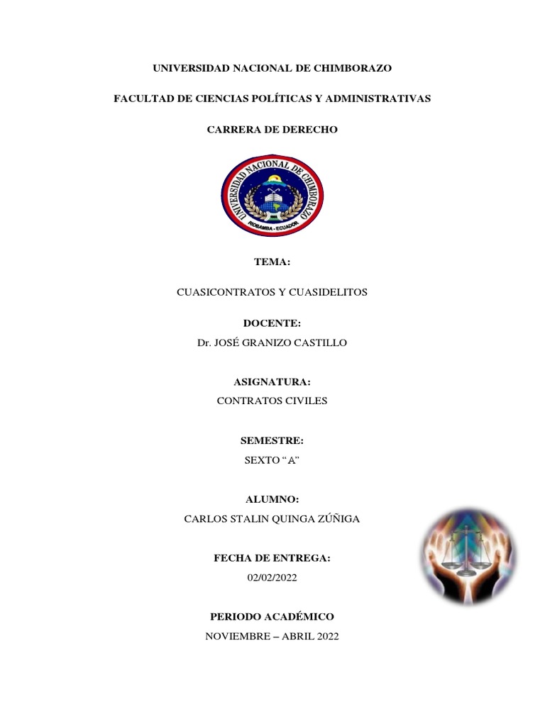 Análisis Sobre Los Cuasicontratos y Cuasidelitos - Quinga Carlos | PDF ...
