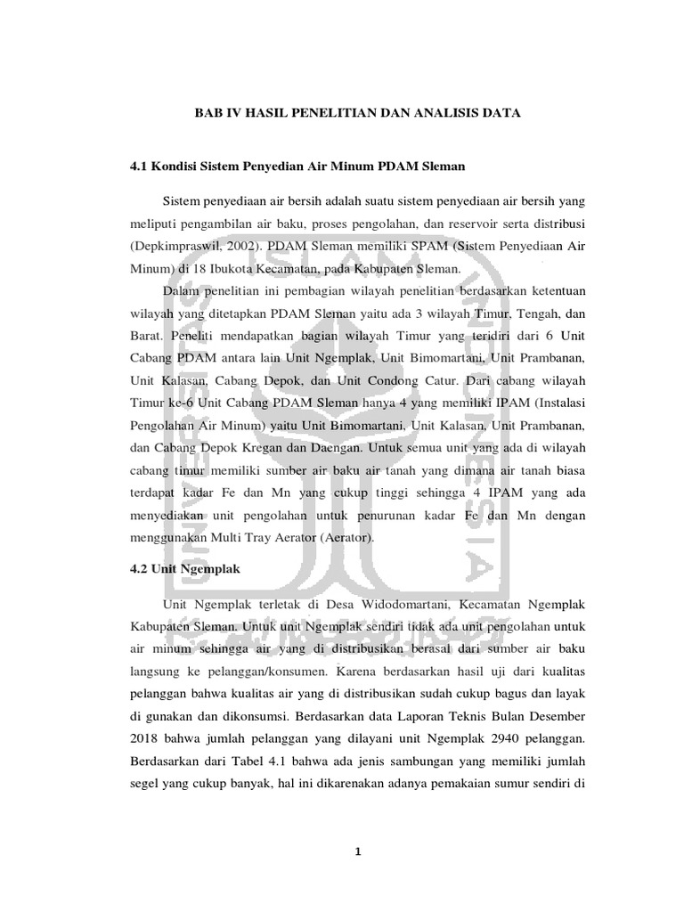 Analisis Sistem Air Minum PDAM Sleman | PDF