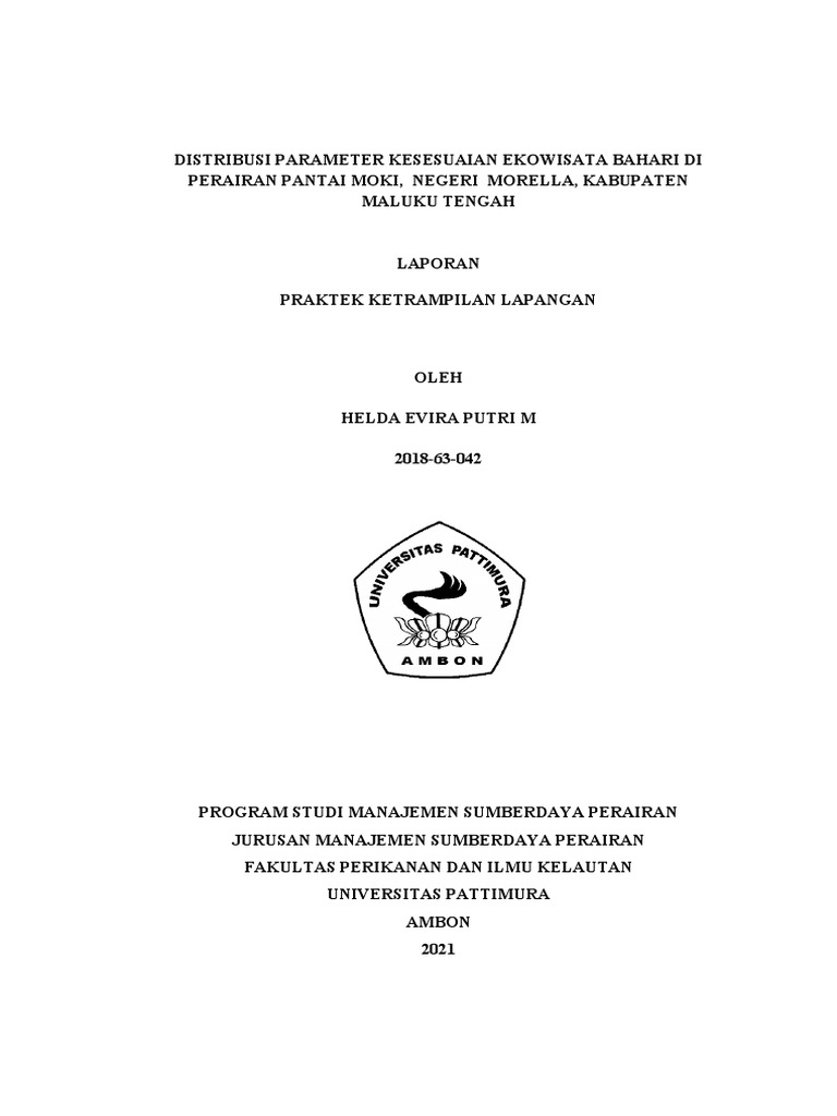 Fix Lporan PKL - Distribusi Parameter Kesesuaian Ekowisata Bahari Di ...