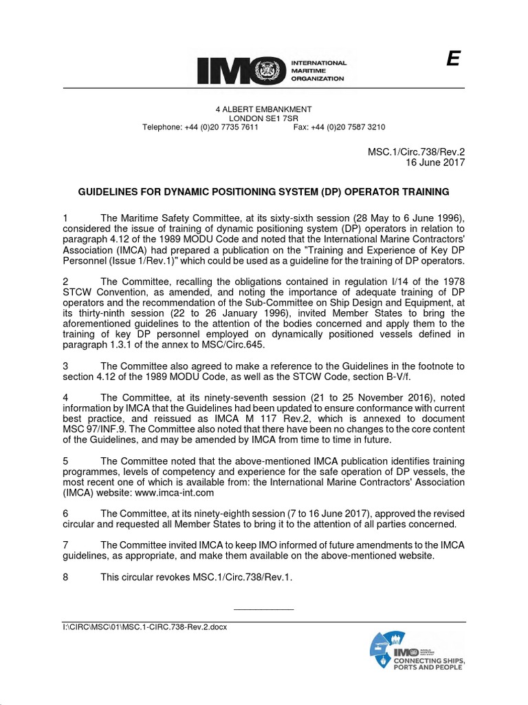 Guidelines For Dynamic Positioning System (DP) Operator Training | PDF