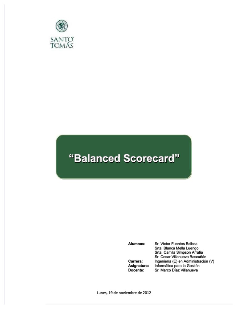 PDF Informe Balanced Scorecard - Compress | PDF | Planificación | Cognición
