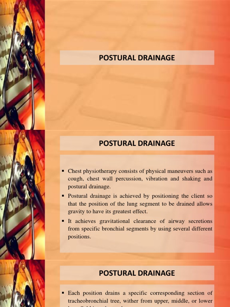 Postural Drainage | PDF | Thorax | Clinical Medicine