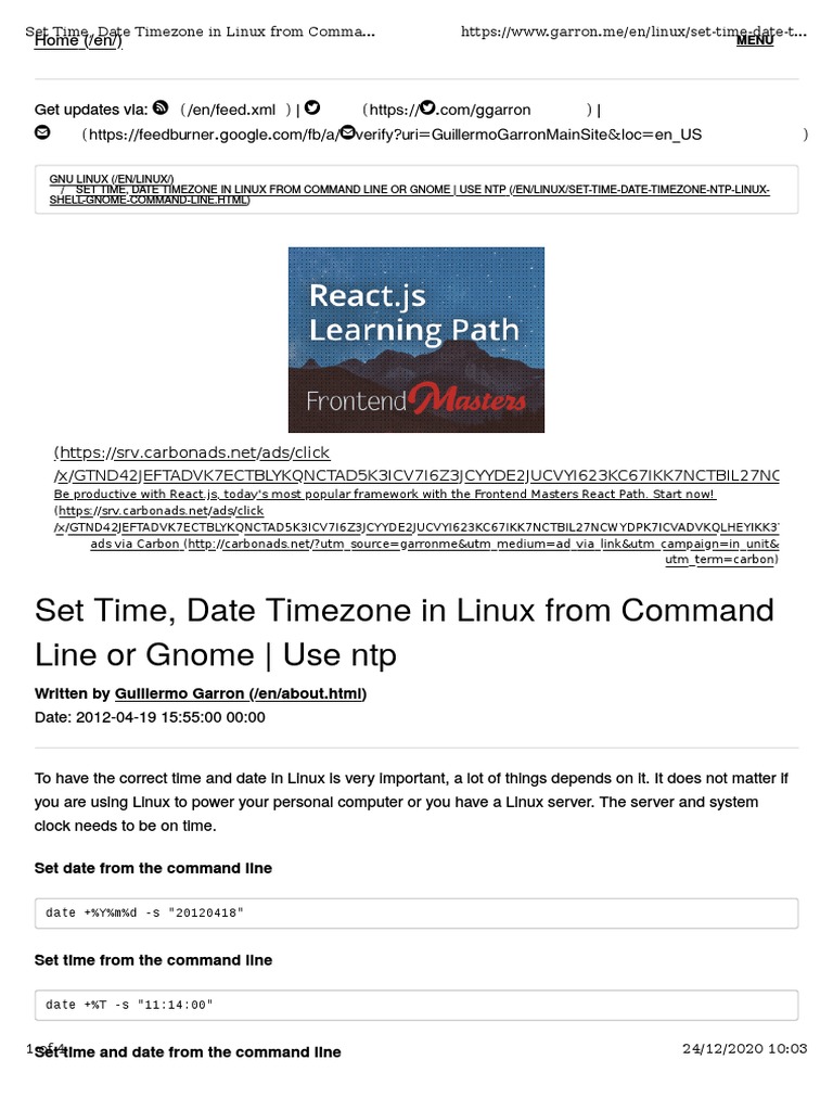 Set Time Date Timezone In Linux From Command Line Or Gnome Use Ntp 7744