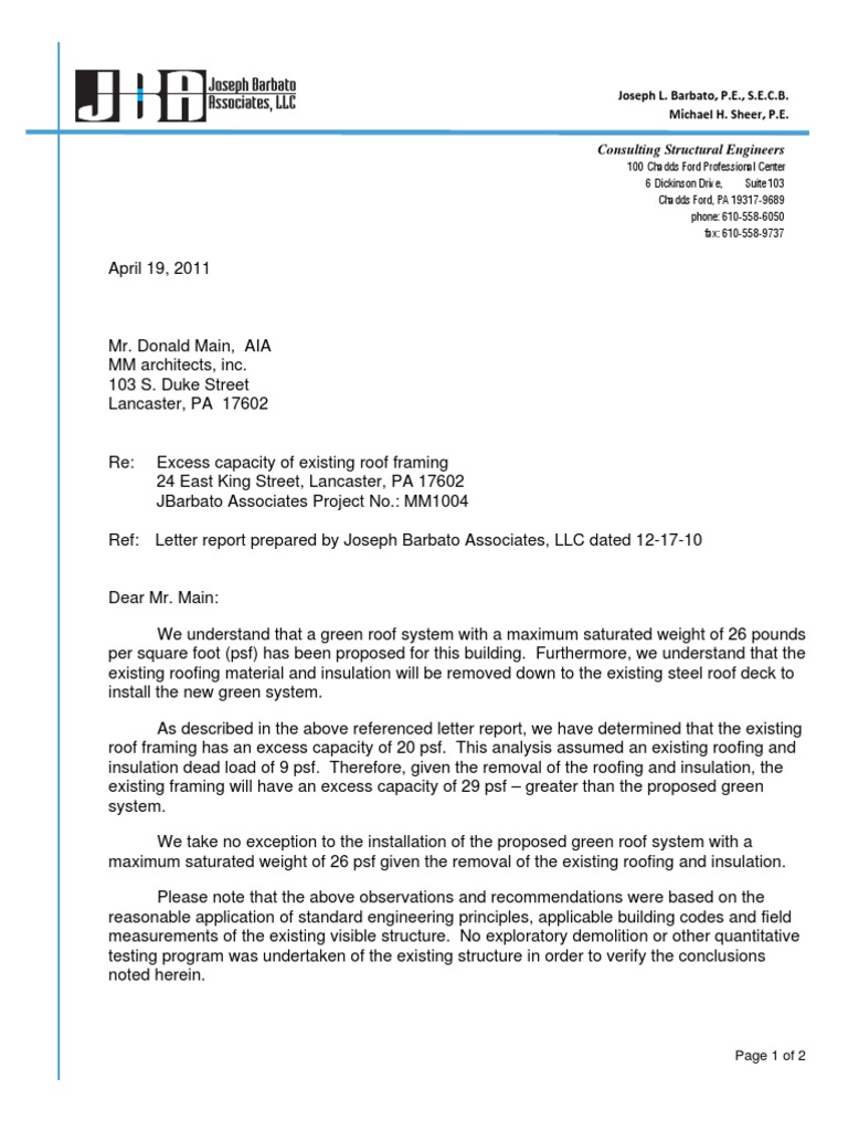 Structural Engineer Report For Roof | PDF | Roof | Building