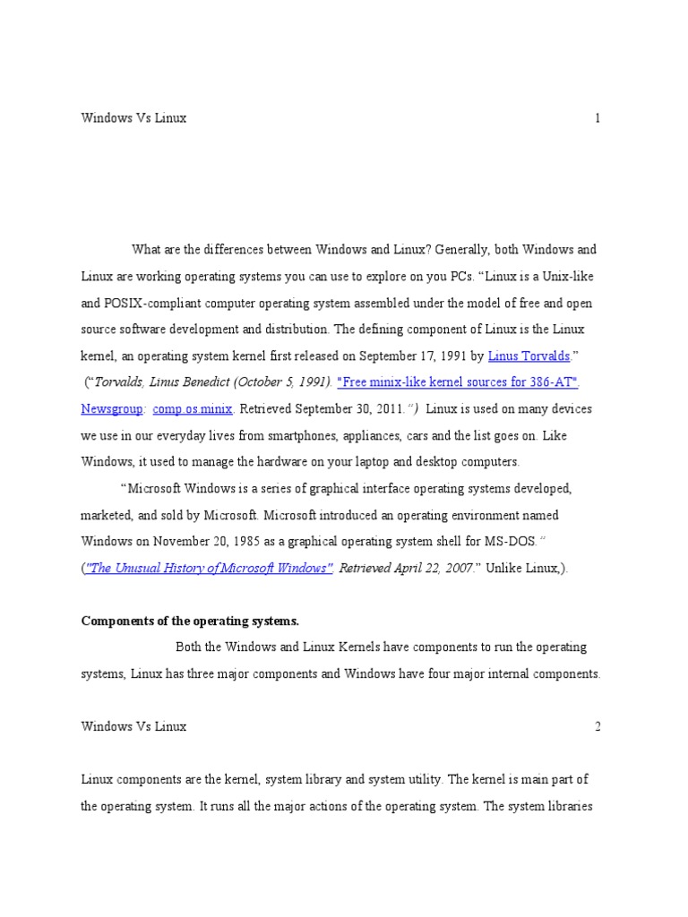 OS Comparison: Windows vs Linux | PDF | File System | Operating System