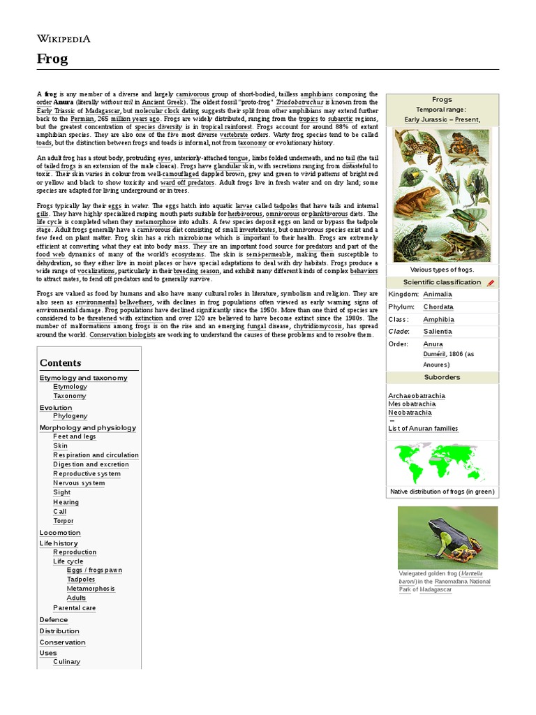 Frogs: Temporal Range: Early Jurassic - Present | PDF | Frog | Herpetology