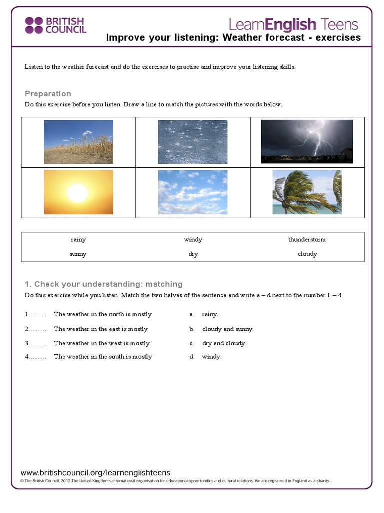 Improve Your Listening: Weather Forecast - Exercises: Preparation | PDF