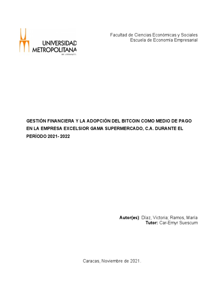 Gestión Financiera y La Adopción Del Bitcoin Como Medio de Pago en La ...