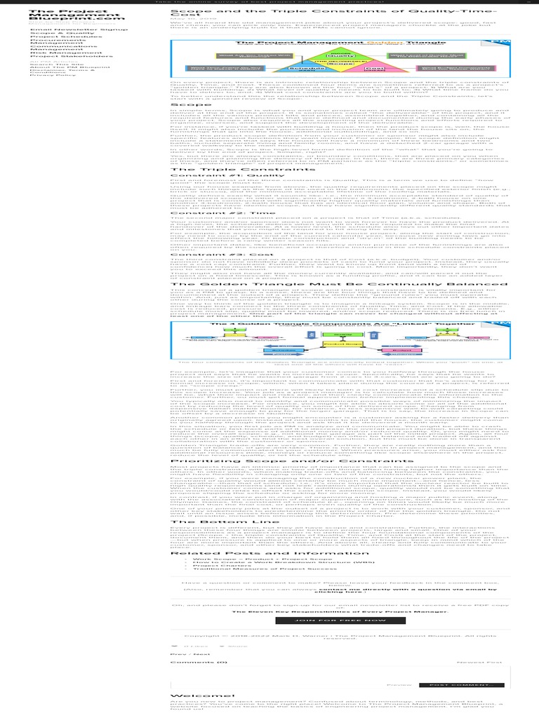 1 Scope and The Triple Constraints of Quality-Time-Cost - The Project ...