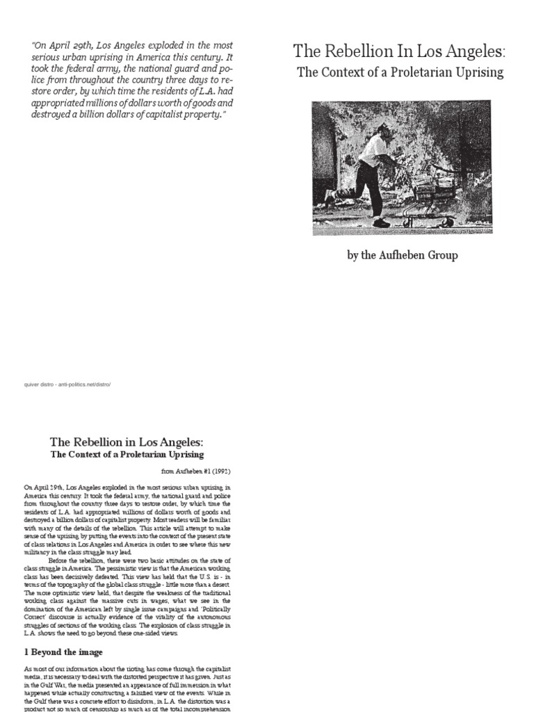 L.A. Proletarian Uprising Analysis | PDF | Rebellions | Class Conflict