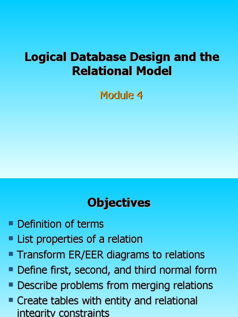 Logical Database Design And The Relational Model Pdf Relational Database Computer Data