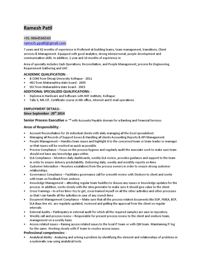 CV of Ramesh Patil | PDF | Business