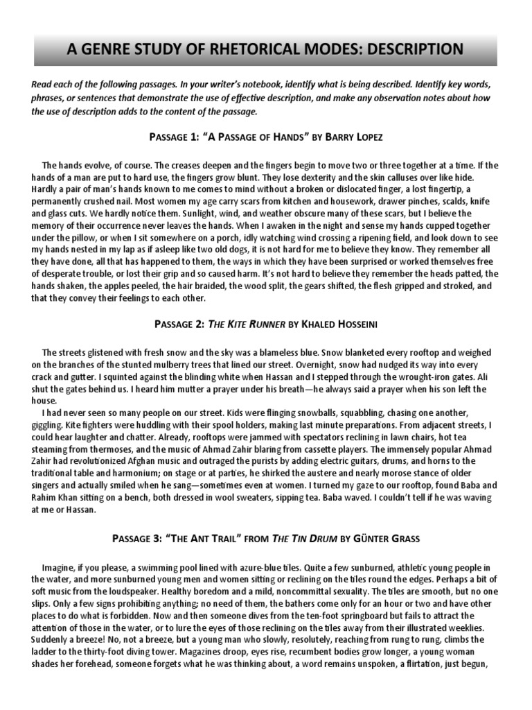 A Genre Study of Rhetorical Modes: Description | PDF