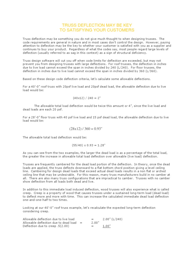 Truss Deflection | Download Free PDF | Truss | Structural Load