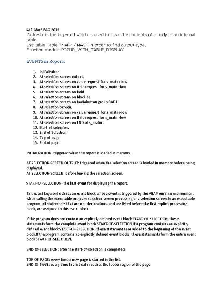Sap Abap Faq 2019 | PDF | Information Technology Management | Computer Engineering