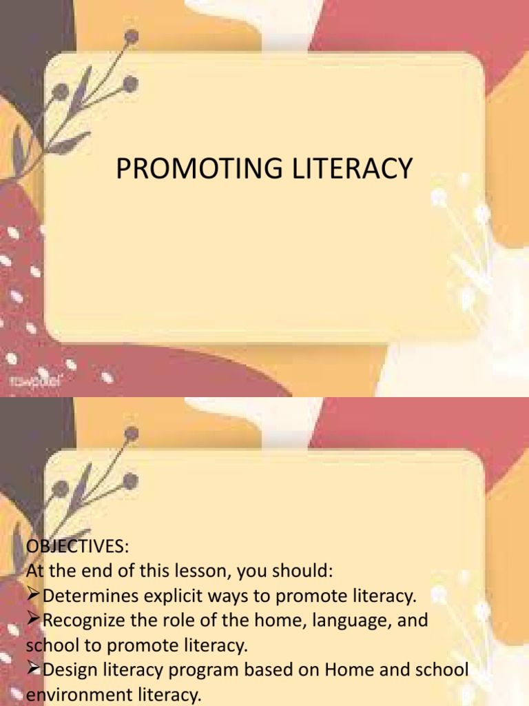 Promoting Literacy - Vle | PDF | Literacy | Learning
