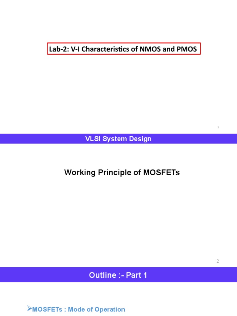 Lab-2: V-I Characteristics of NMOS and PMOS | PDF | Mosfet | Field ...