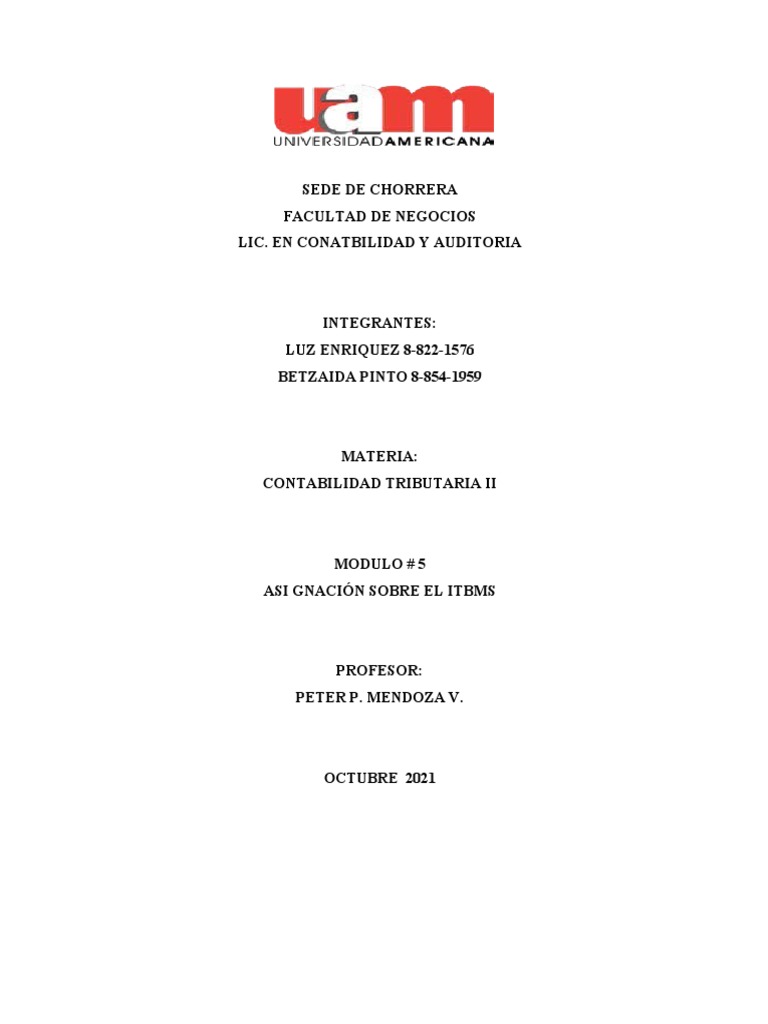 ITBMS: Bienes, Servicios y Cálculos | PDF | Economias