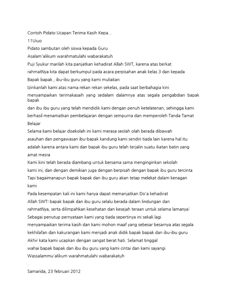 Pidato Terimakasih Guruku | PDF