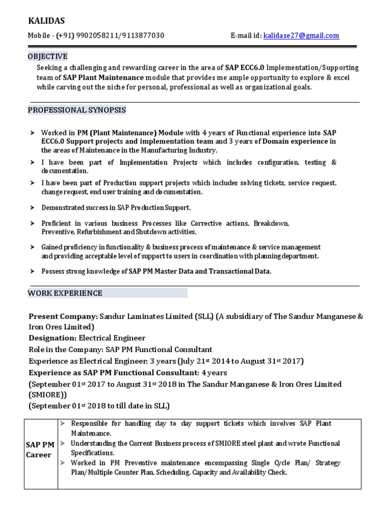 Kalidas RESUME | PDF | Business | Engineering