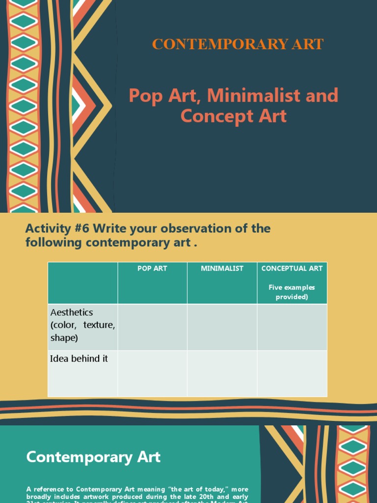 Contemporary Art: Pop Art, Minimalist and Concept Art | PDF ...